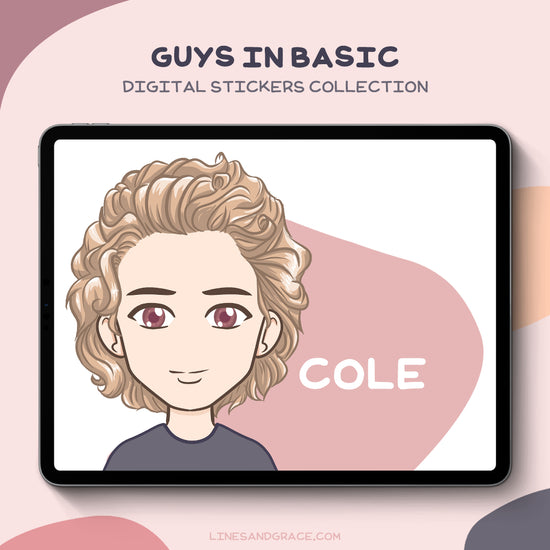 Guys in Basics - Anime Boy Stickers - Set 1 – Lines and Grace